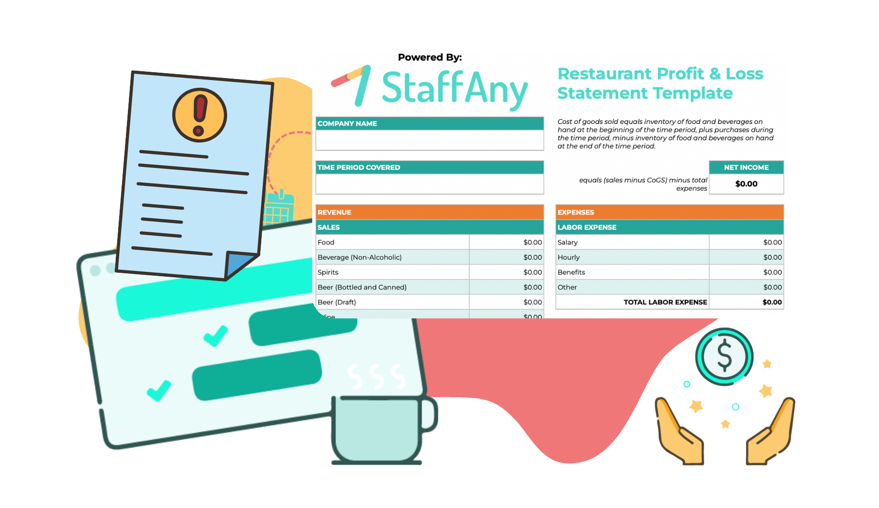 Free Template for Restaurant Profit & Loss Statement | StaffAny