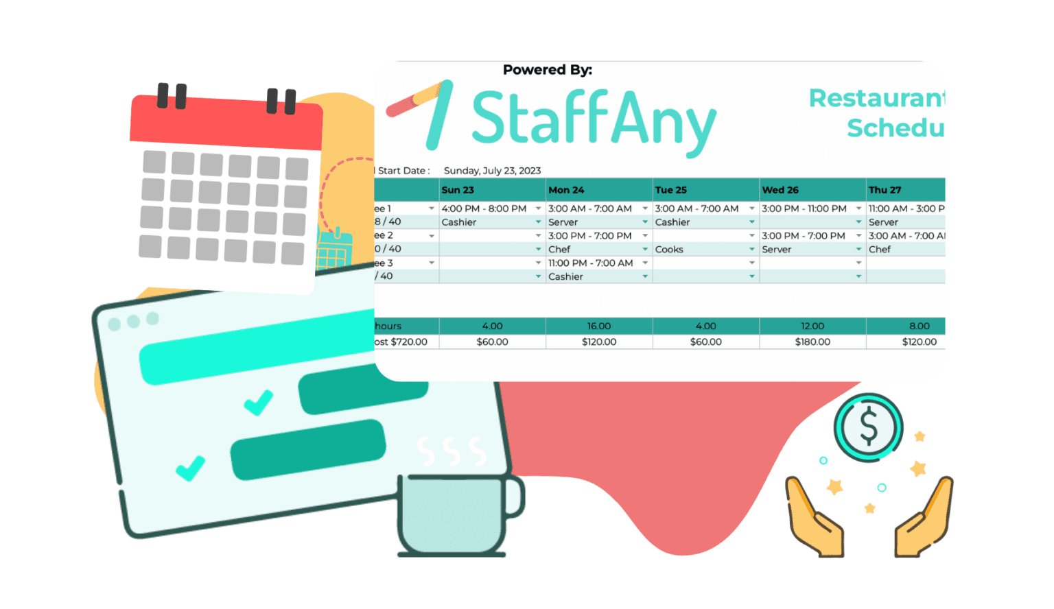 Free Template for Restaurant Work Schedule | StaffAny